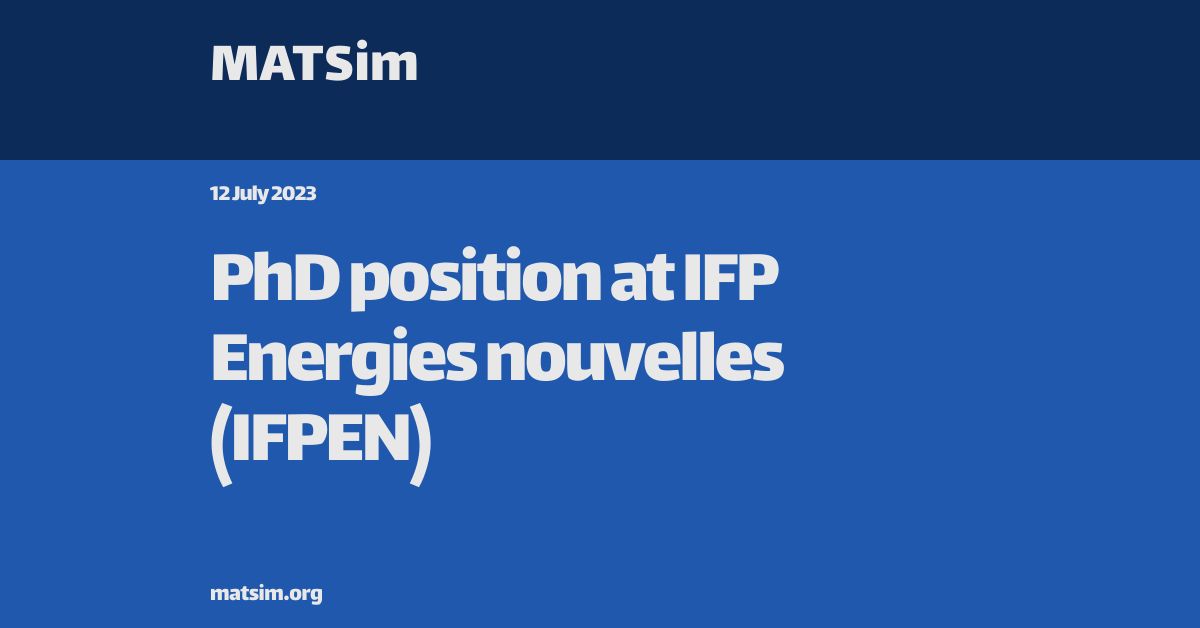 PhD position at IFP Energies nouvelles (IFPEN)